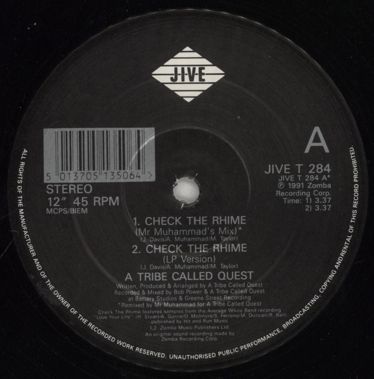 A Tribe Called Quest Check The Rhime US 12" vinyl — RareVinyl.com