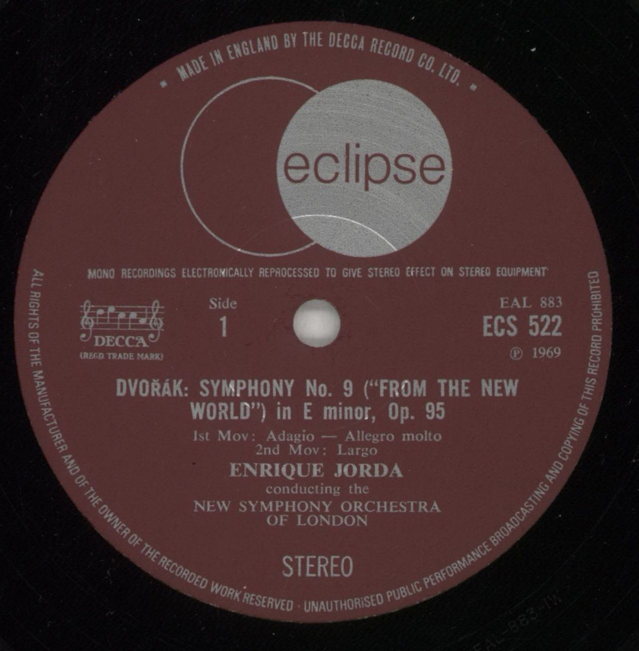 Antonín Dvorák Dvorak: Symphony No. 9 'New World' UK Vinyl LP — RareVinyl.com