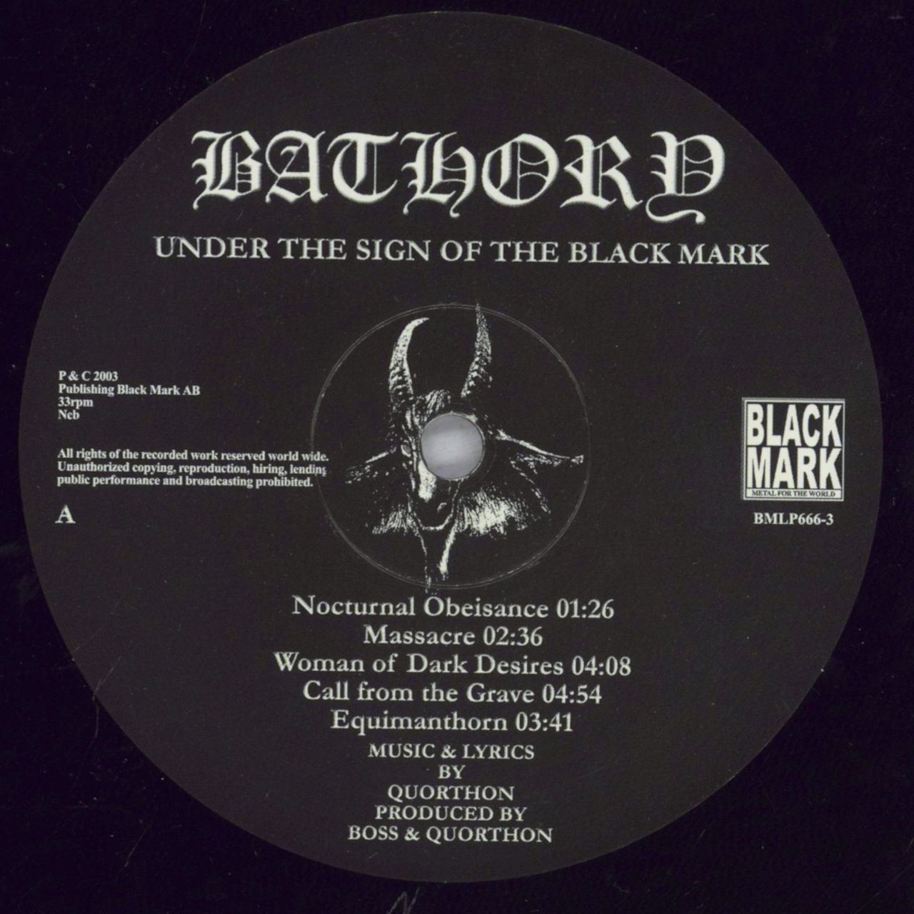 Bathory Under The Sign Of The Black Mark Swedish Vinyl LP — RareVinyl.com