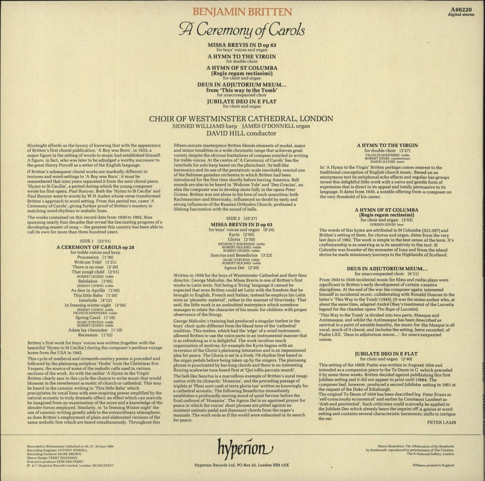 Benjamin Britten A Ceremony Of Carols UK Vinyl LP — RareVinyl.com