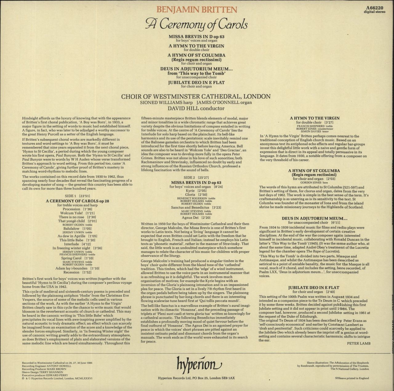 Benjamin Britten A Ceremony Of Carols UK Vinyl LP — RareVinyl.com
