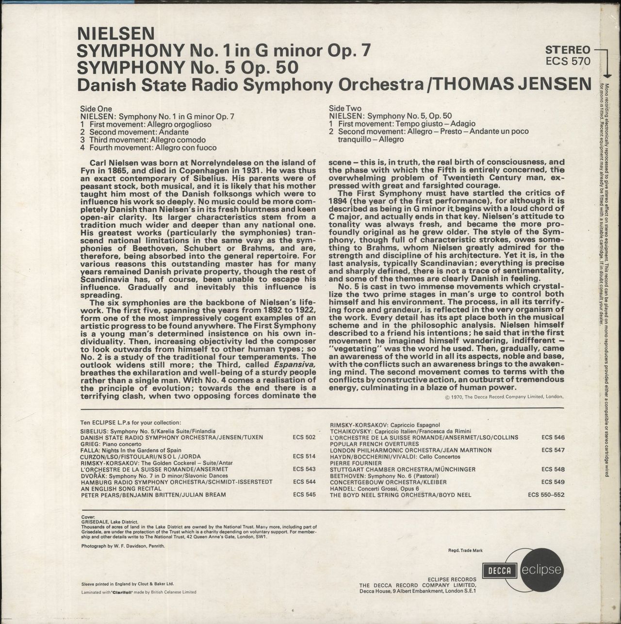 Carl Nielsen Symphony No. 1 in G Minor UK Vinyl LP — RareVinyl.com