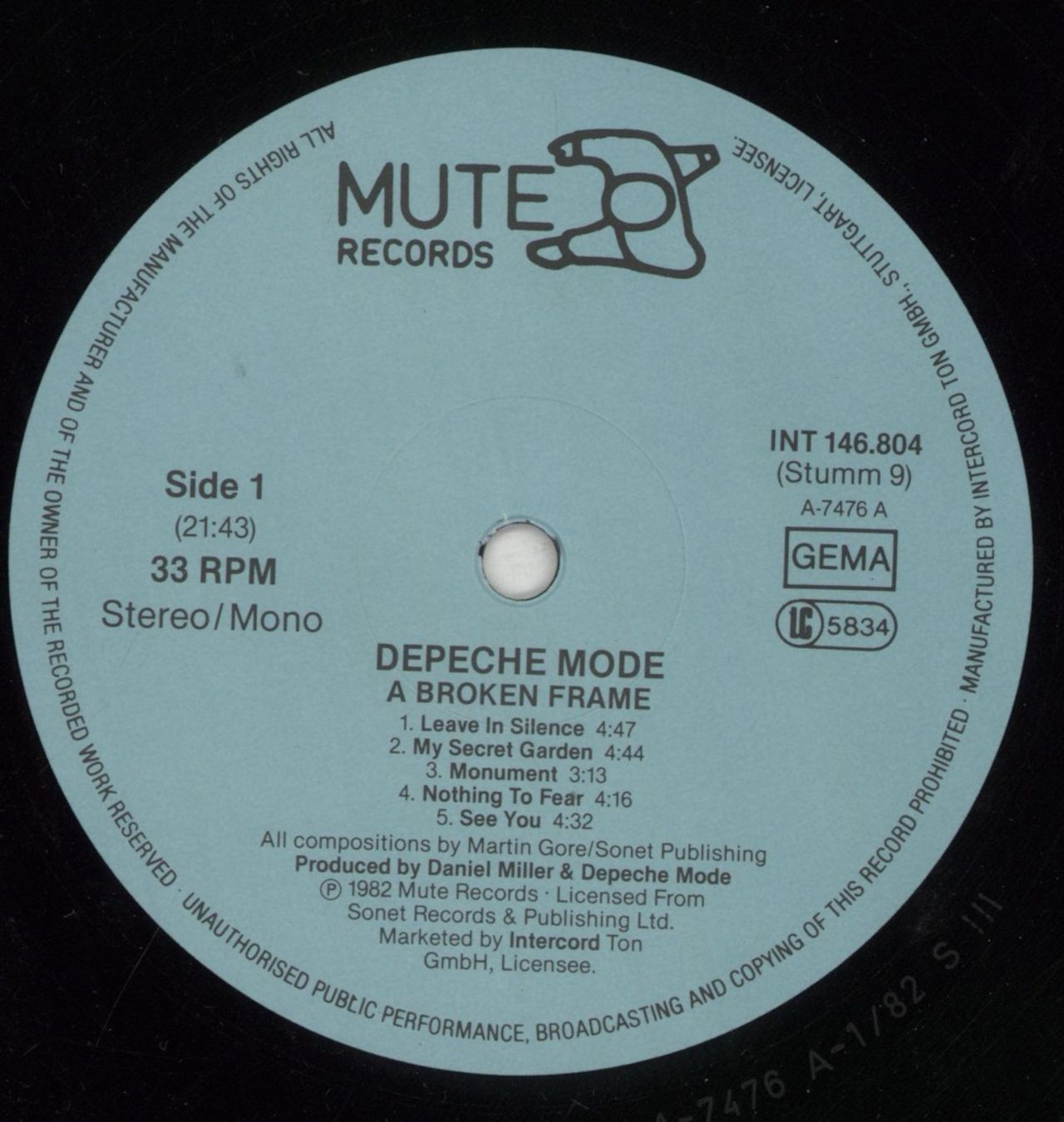 Depeche Mode A Broken Frame German Vinyl LP — RareVinyl.com