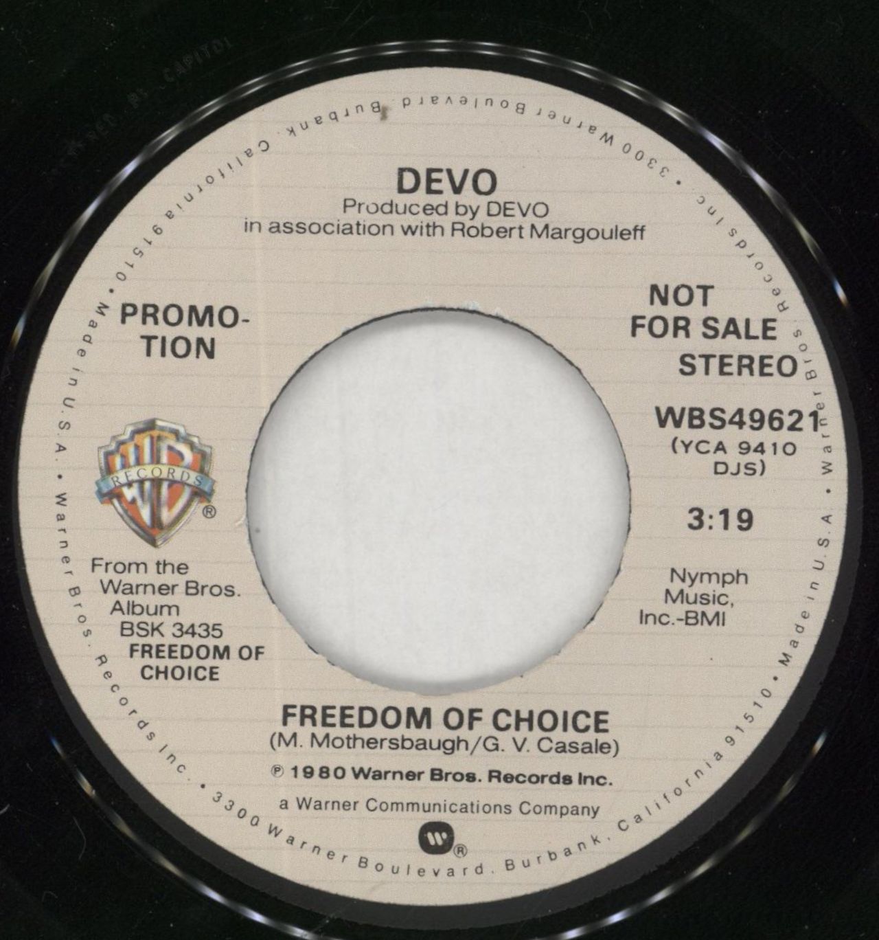 Devo Freedom Of Choice / Snowball - Promo US Promo 7" vinyl — RareVinyl.com