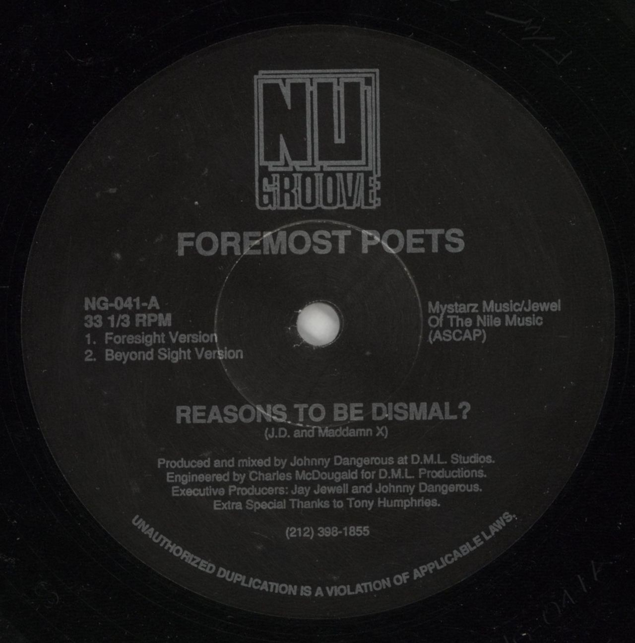 Foremost Poets Reasons To Be Dismal? US 12" vinyl — RareVinyl.com