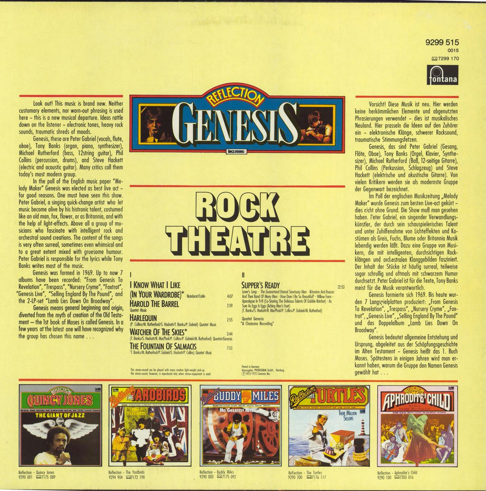Genesis Reflection Genesis - Rock Theatre - EX German Vinyl LP — RareVinyl.com