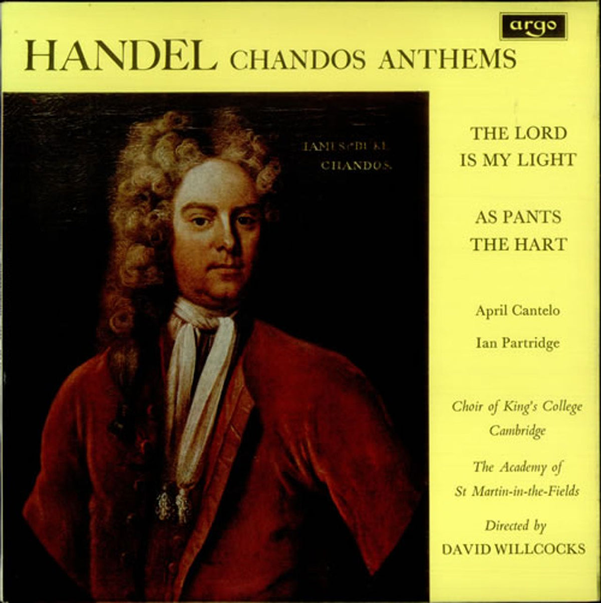 George Frideric Handel Chandos Anthems UK Vinyl LP — RareVinyl.com