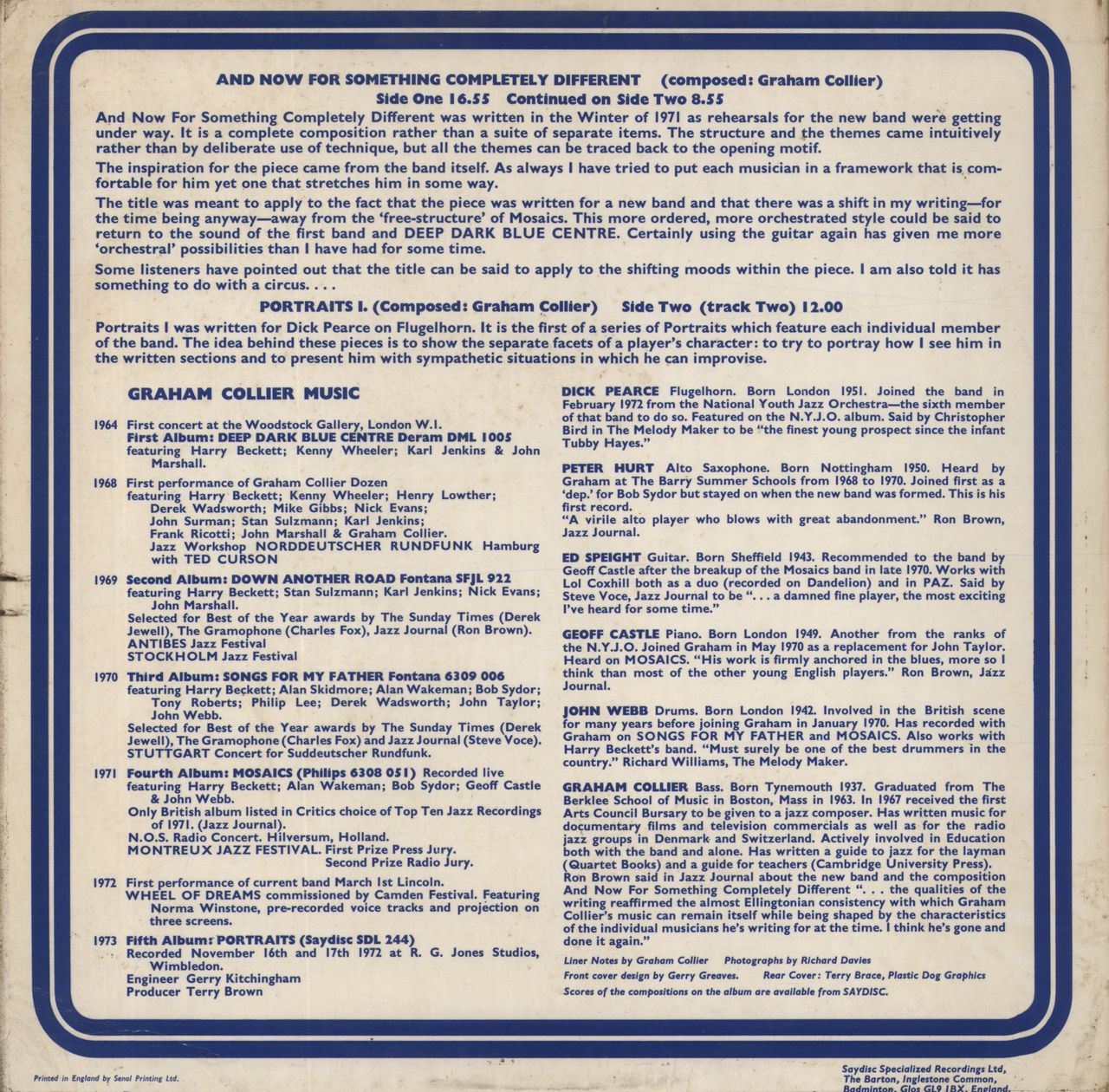 Graham Collier Portraits UK Vinyl LP — RareVinyl.com