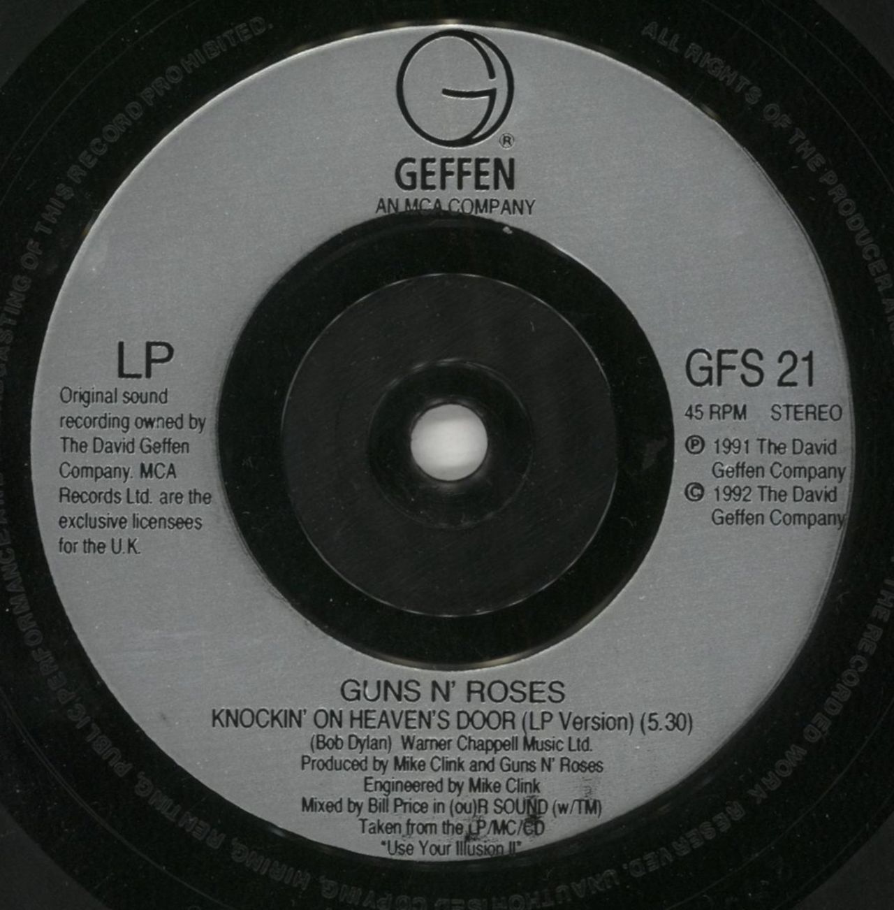 Guns N Roses Knockin' On Heaven's Door UK 7" vinyl — RareVinyl.com