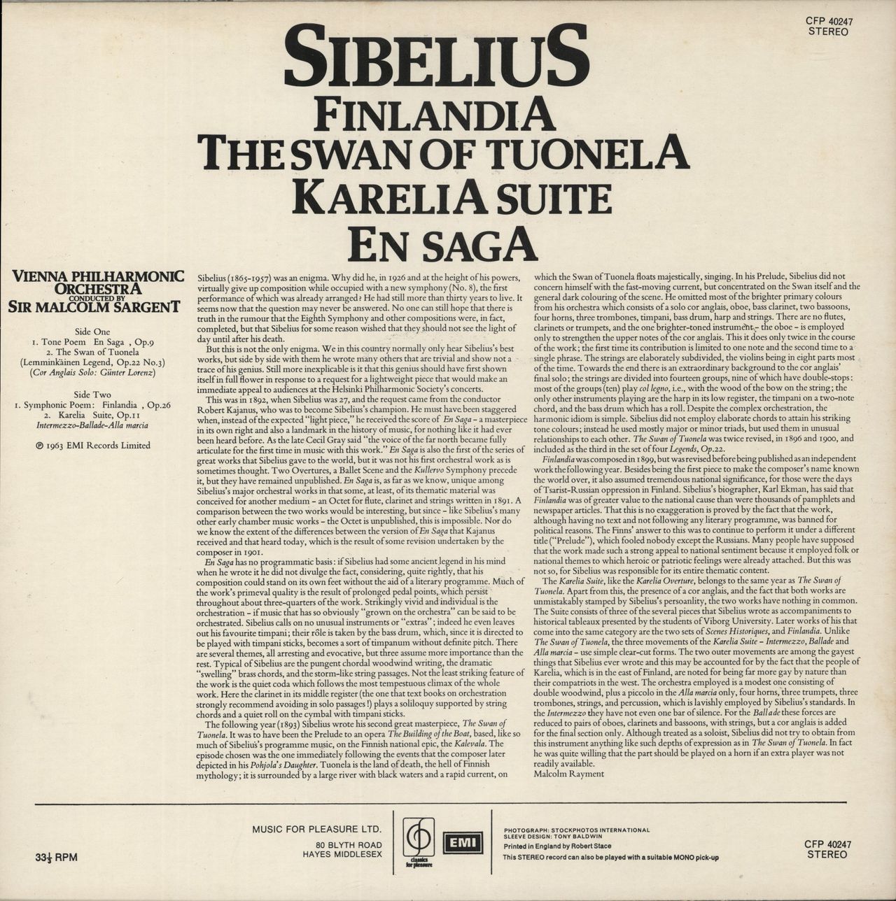 Jean Sibelius Finlandia, The Swan of Tuonela, Karelia Suite & En Saga — RareVinyl.com