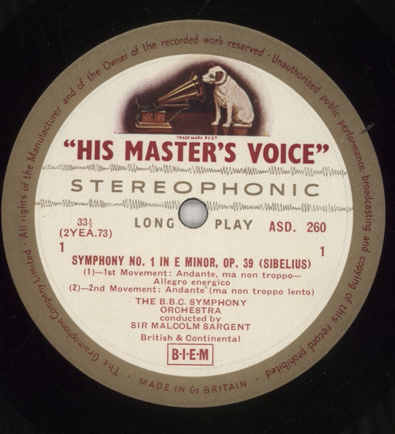 Jean Sibelius Symphony No. 1 In E Minor UK Vinyl LP — RareVinyl.com