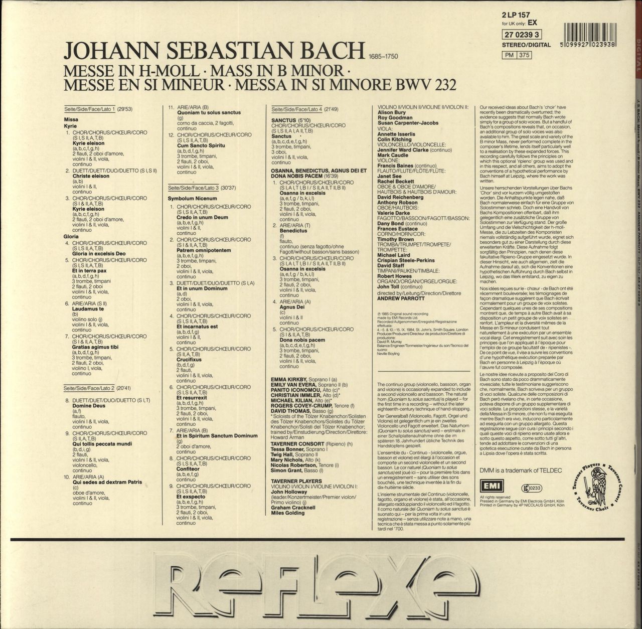 Johann Sebastian Bach Mass In B minor German 2-LP vinyl set — RareVinyl.com