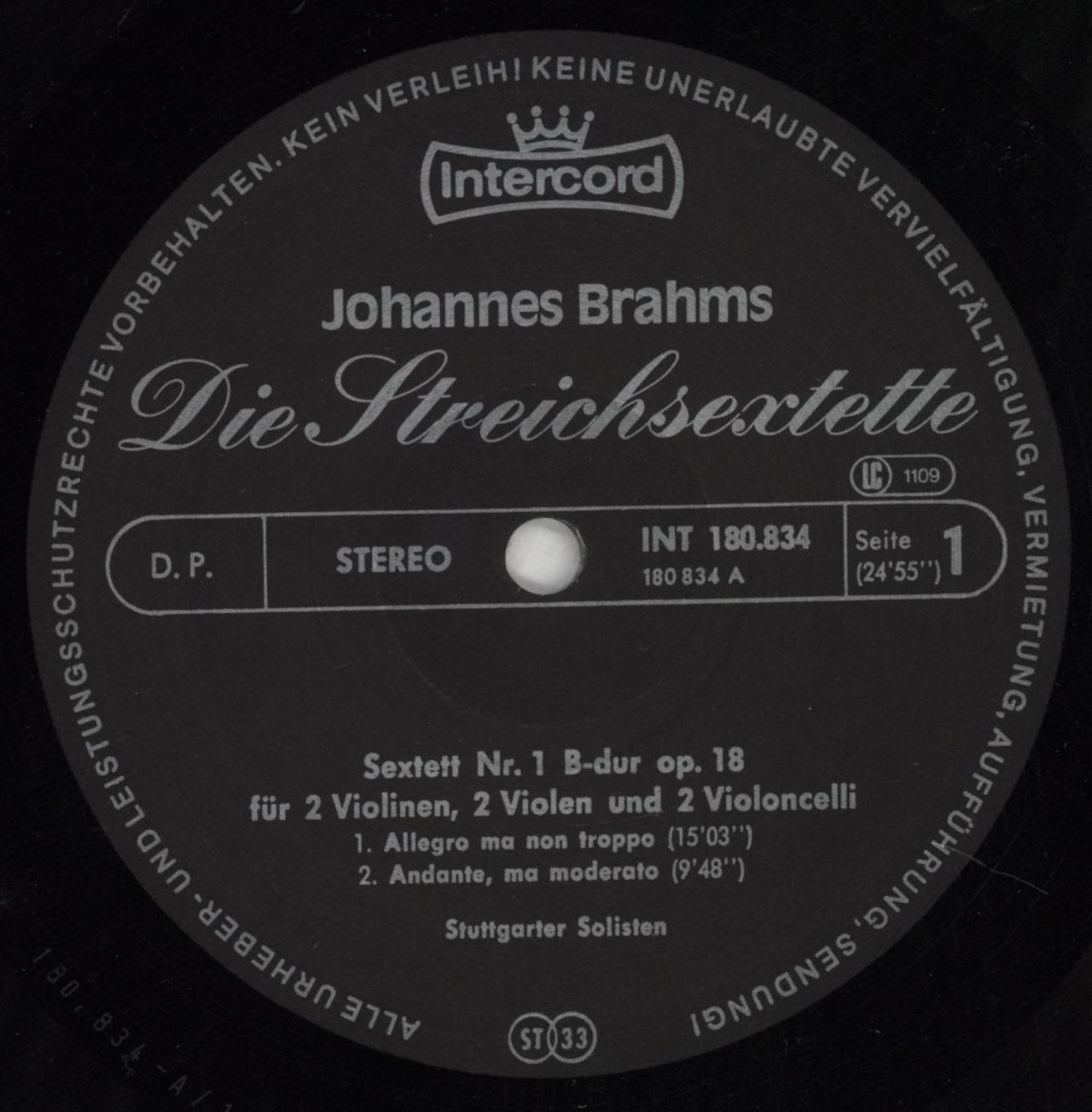 Johannes Brahms String Sextet No. 1 Bm Op. 18 / String Sextet No. 2 Gm — RareVinyl.com