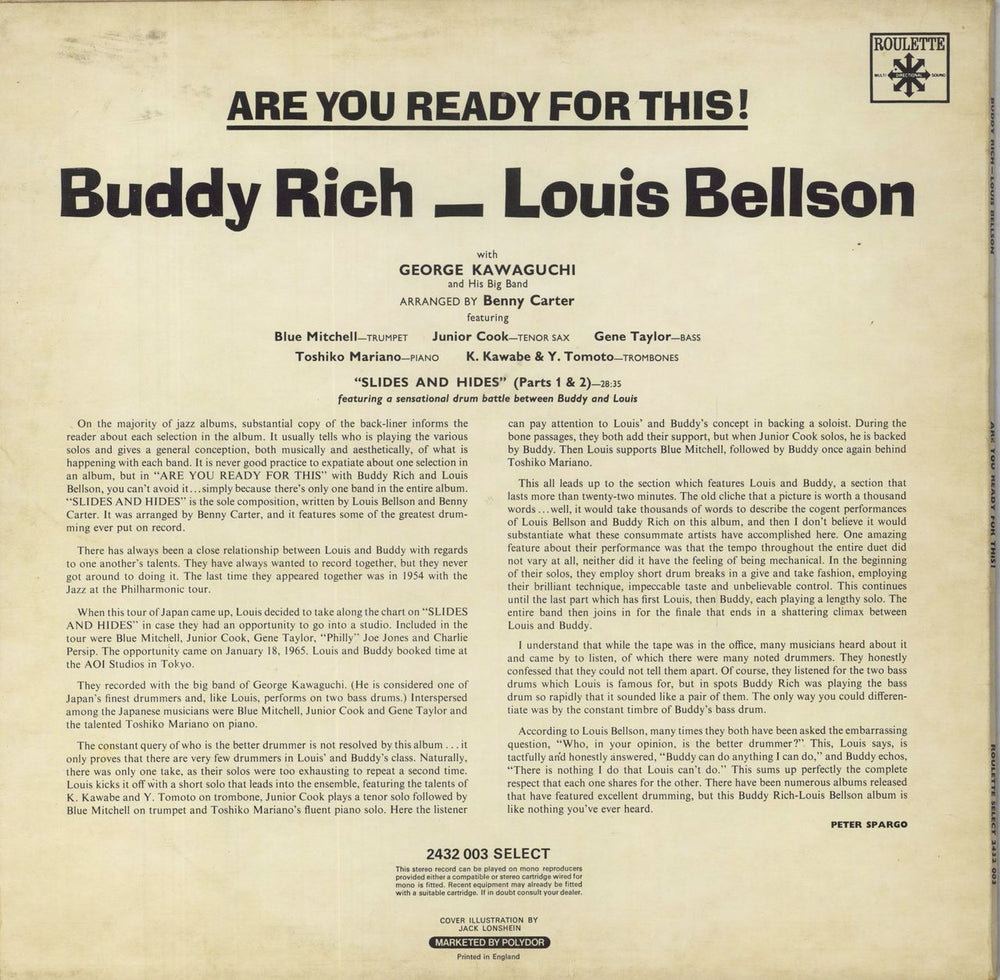 Louis Bellson Are You Ready For This! UK Vinyl LP — RareVinyl.com
