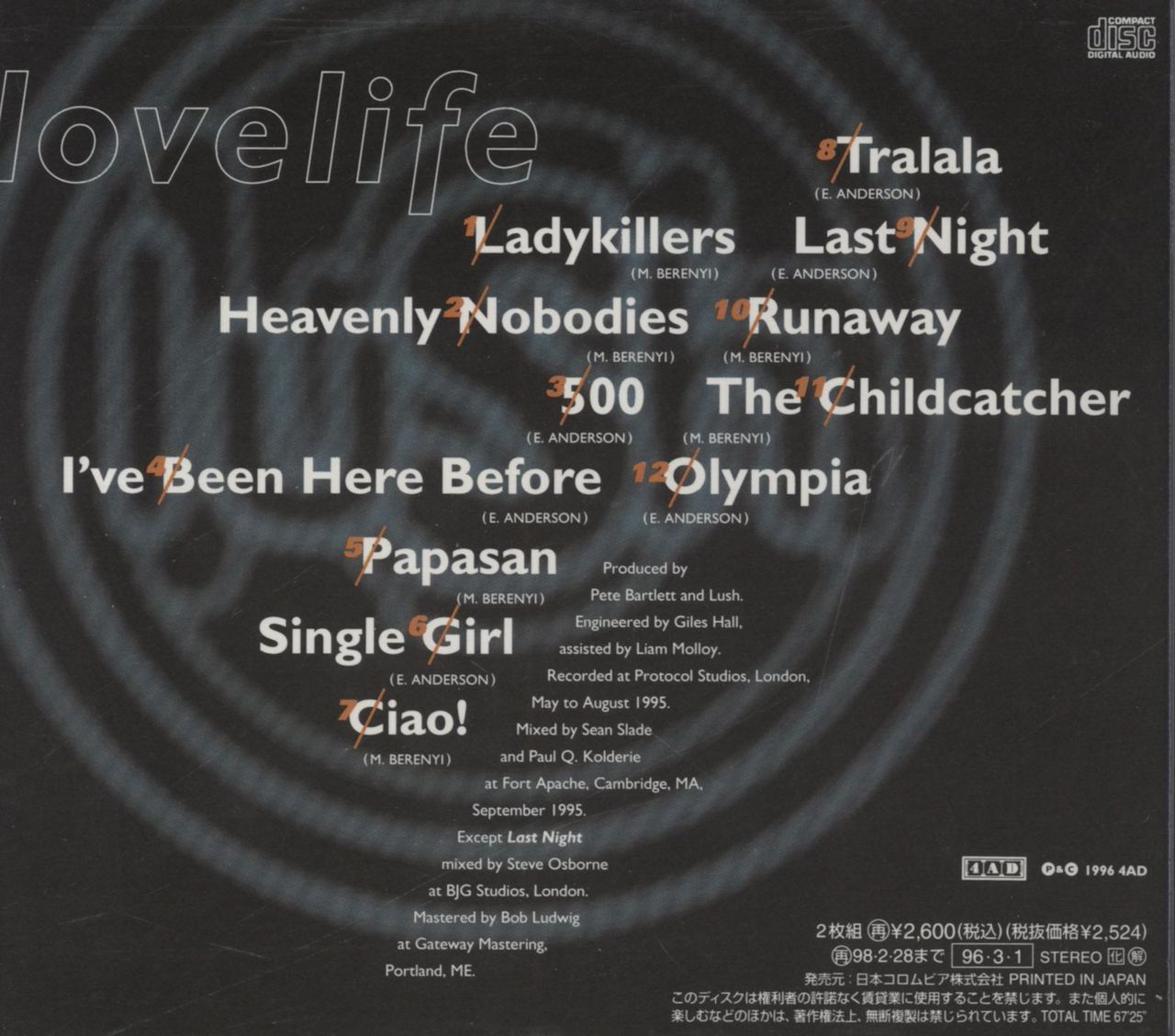 Lush Lovelife Japanese 2-CD album set — RareVinyl.com