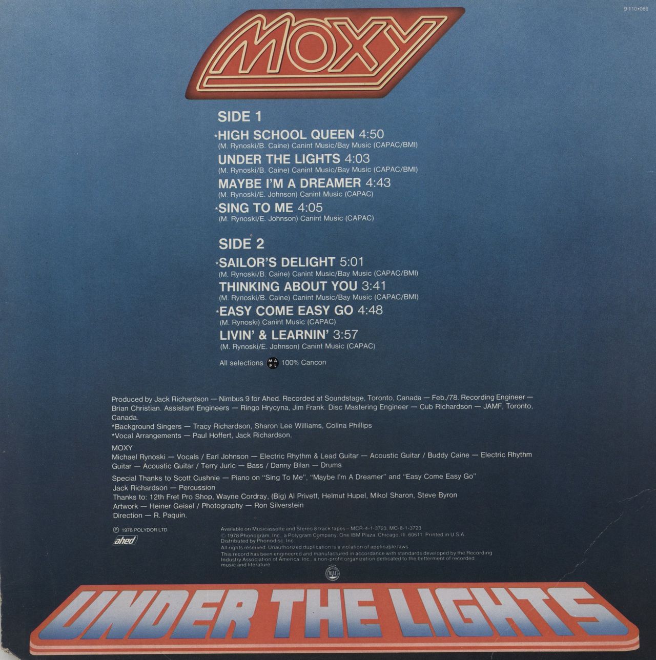 Moxy Under The Lights US Vinyl LP — RareVinyl.com