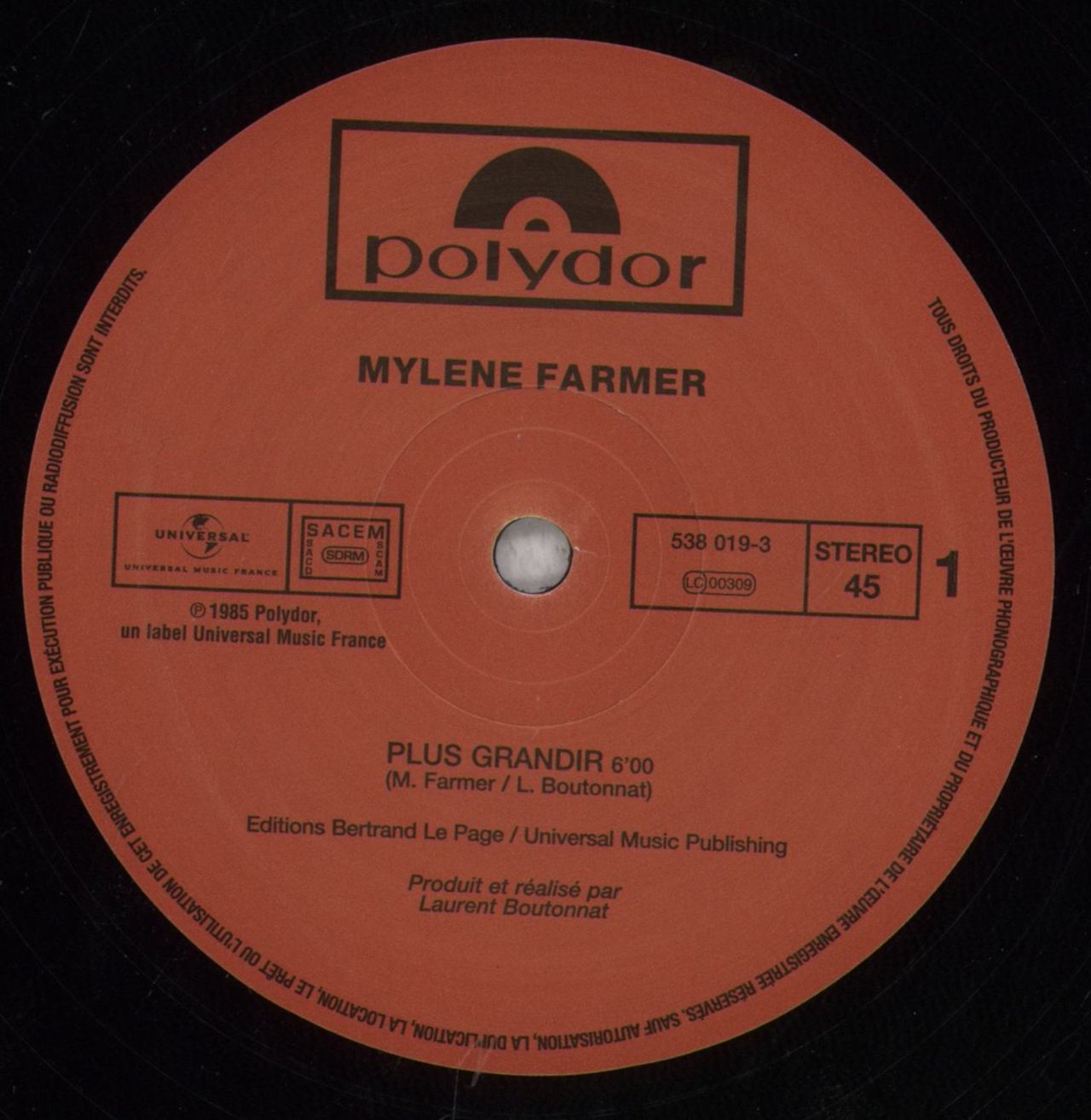 Mylene Farmer Plus Grandir French 12" vinyl — RareVinyl.com