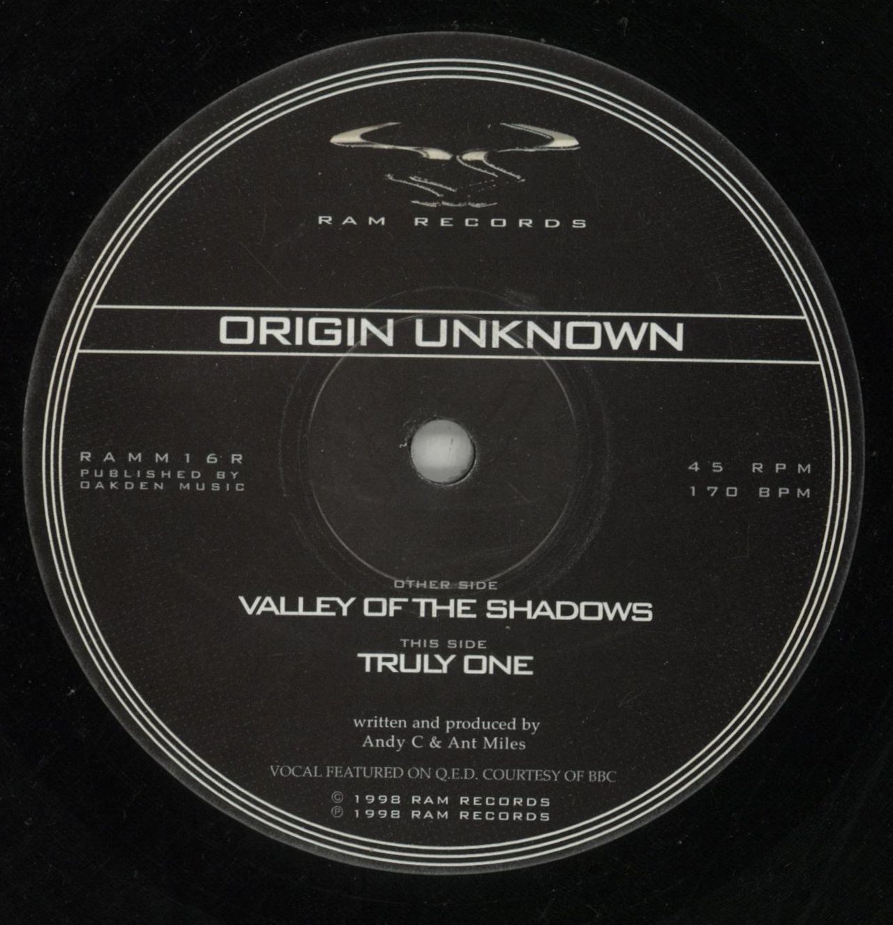 Origin Unknown Truly One / Valley Of The Shadows UK 12" vinyl ...