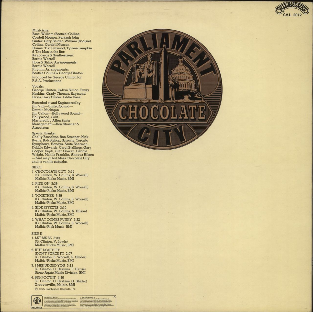 Parliament Chocolate City UK Vinyl LP — RareVinyl.com