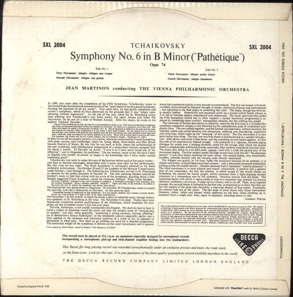 Pyotr Ilyich Tchaikovsky Tchaikovsky: Pathétique UK Vinyl LP ...