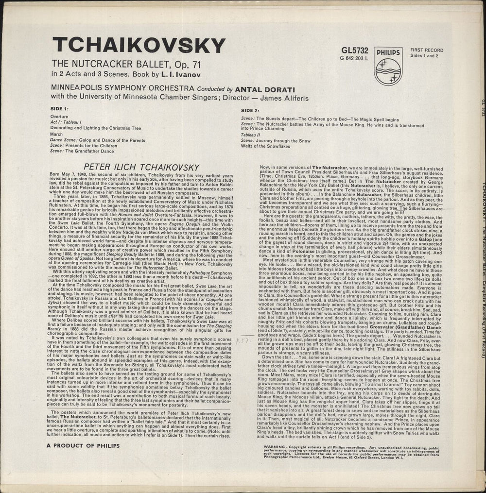 Pyotr Ilyich Tchaikovsky Tchaikovsky: The Nutcracker Ballet UK 2-LP vi — RareVinyl.com