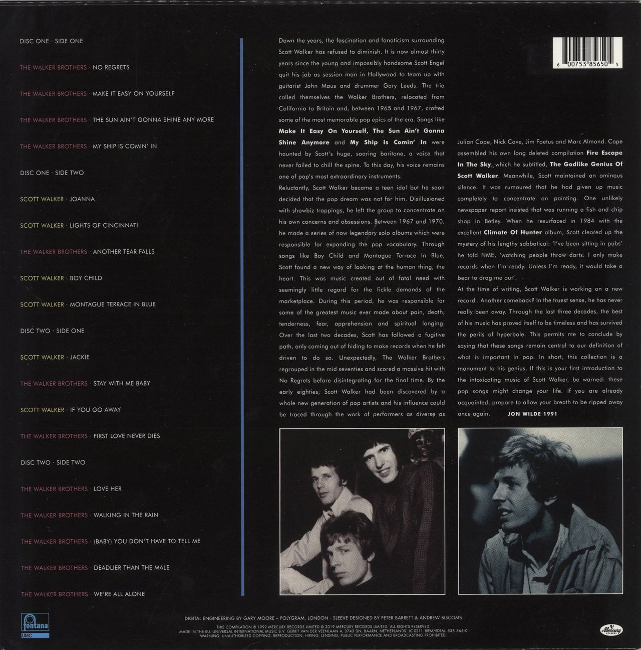 Scott Walker No Regrets - The Best Of - 180gm UK 2-LP vinyl set — RareVinyl.com