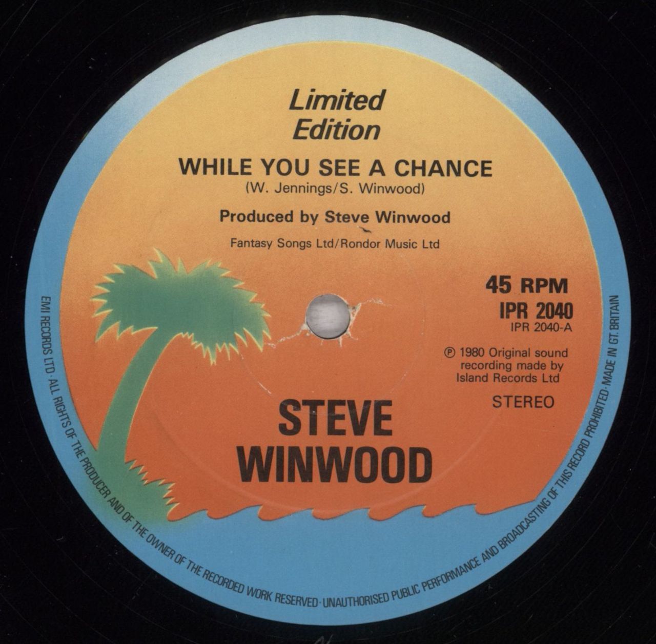 Steve Winwood While You See A Chance UK 12" vinyl — RareVinyl.com