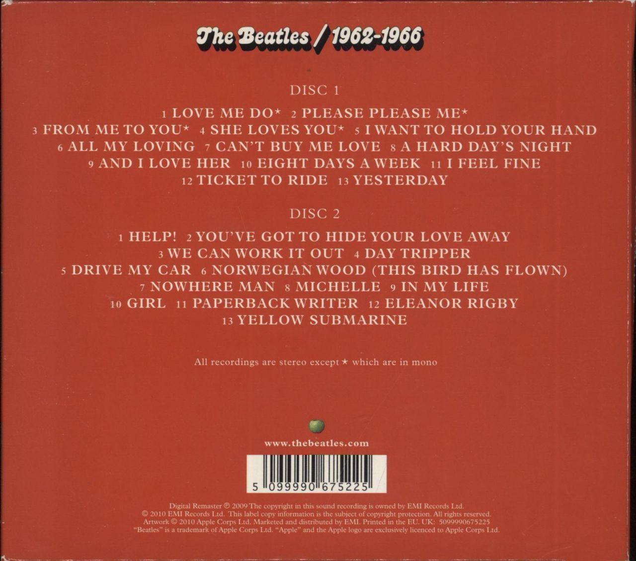 The Beatles 1962-1966 [The Red Album] UK 2-CD album set — RareVinyl.com