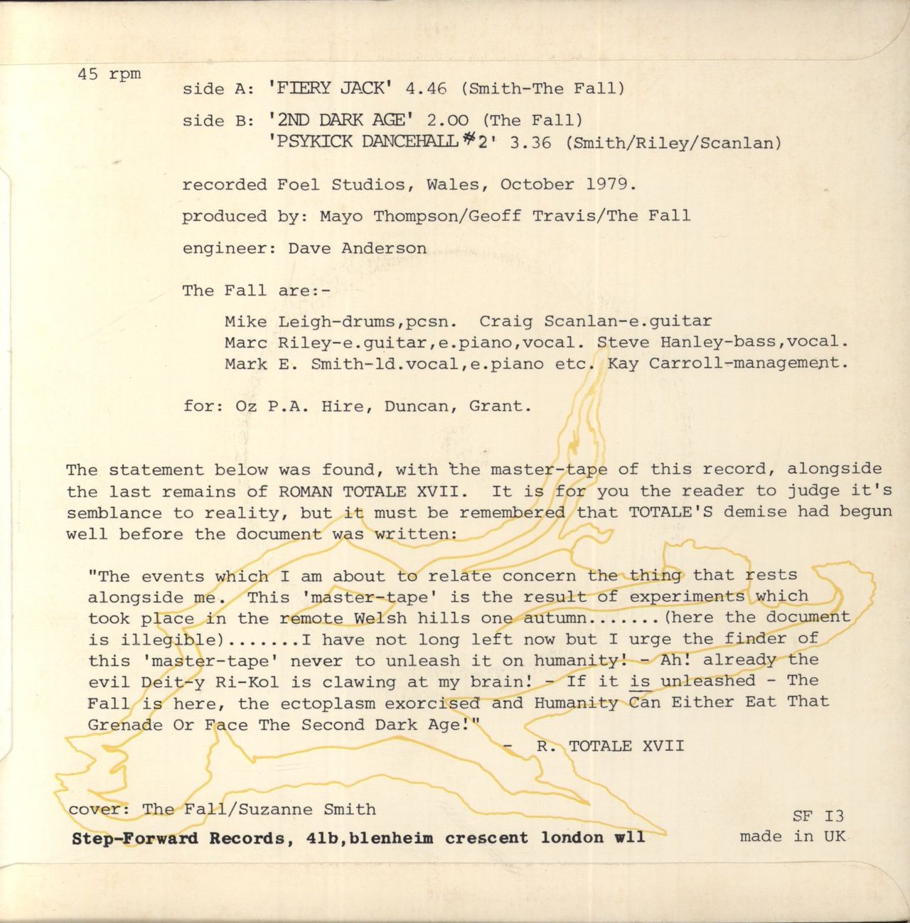 The Fall Fiery Jack - 1st - EX UK 7" vinyl — RareVinyl.com