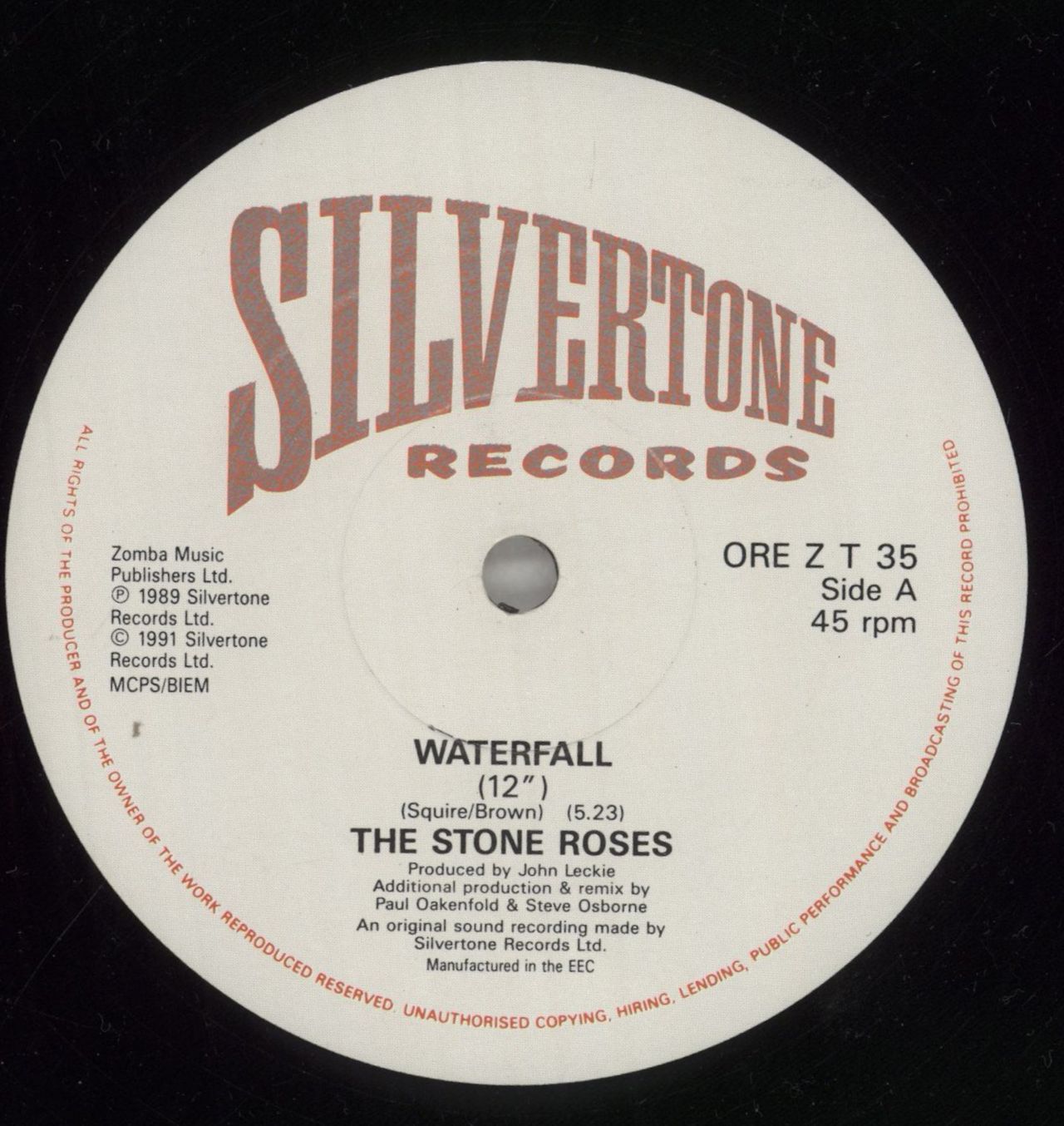 The Stone Roses Waterfall + Print - EX UK 12" vinyl — RareVinyl.com