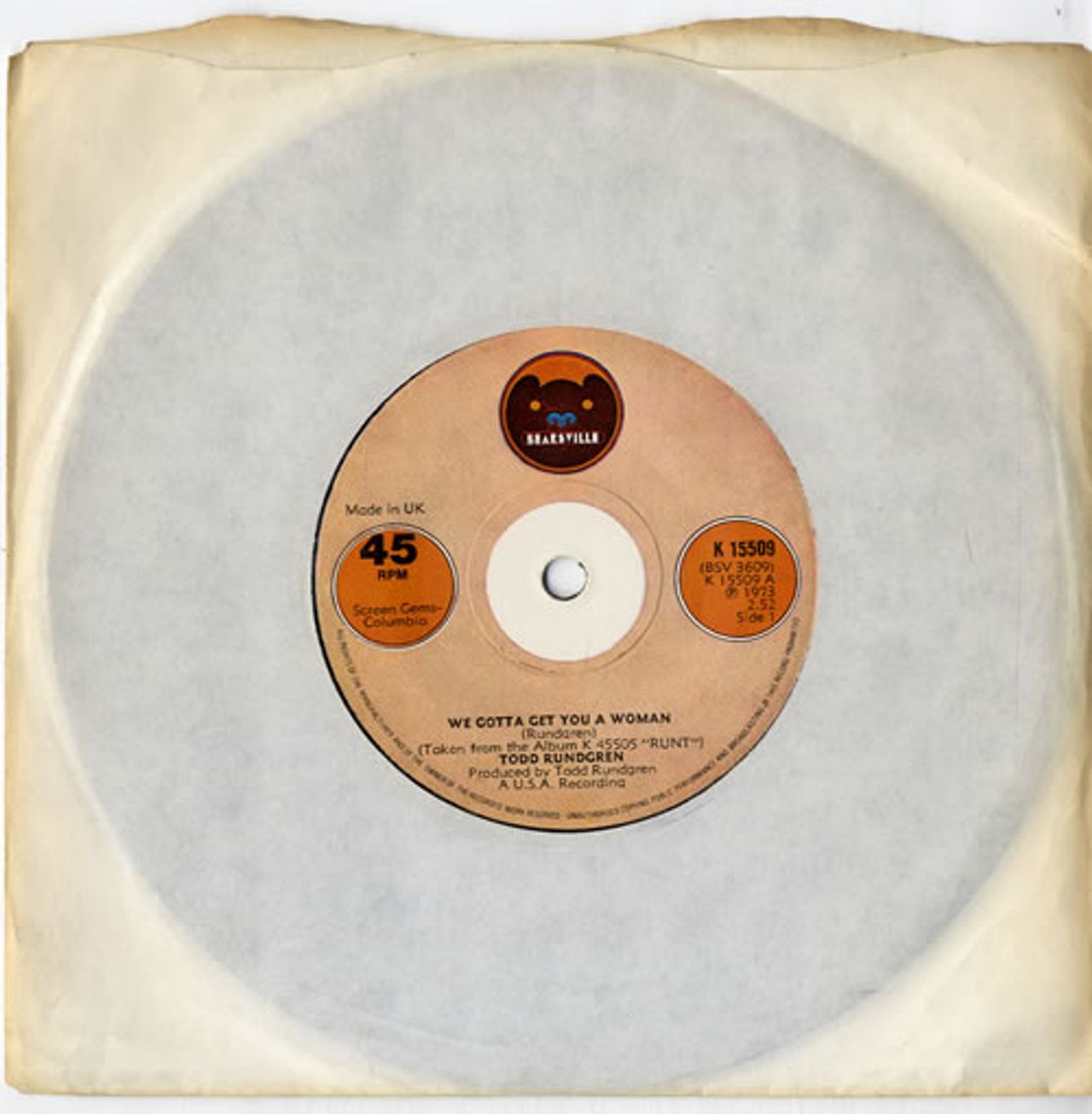 Todd Rundgren We Gotta Get You A Woman - Solid UK 7" vinyl — RareVinyl.com