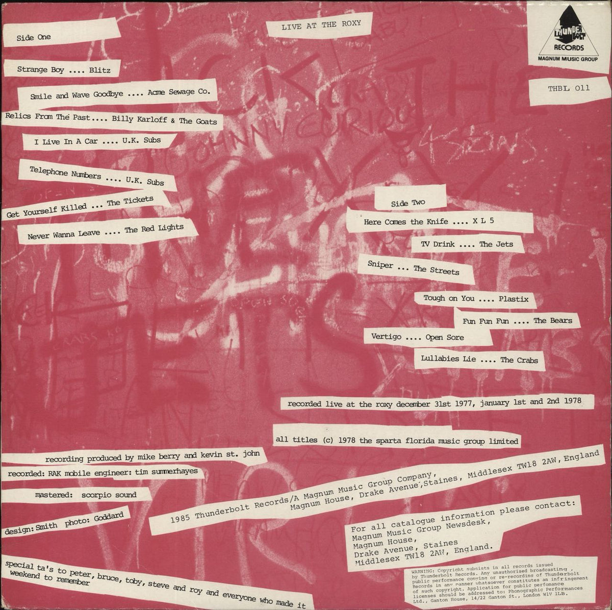 Various-Punk & New Wave Live At The Roxy UK Vinyl LP — RareVinyl.com