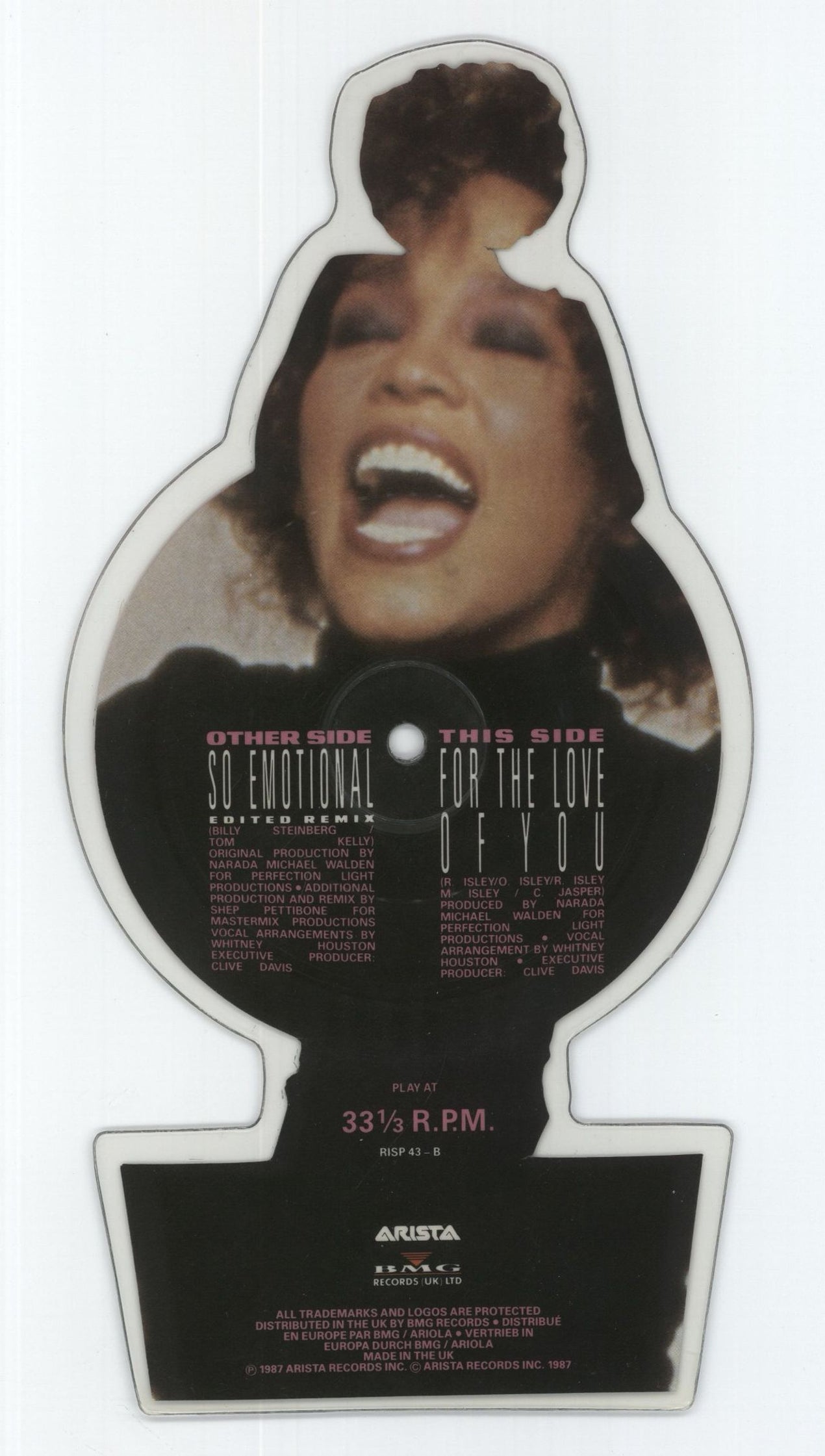 Whitney Houston So Emotional - No Plinth UK Shaped picture disc — RareVinyl.com