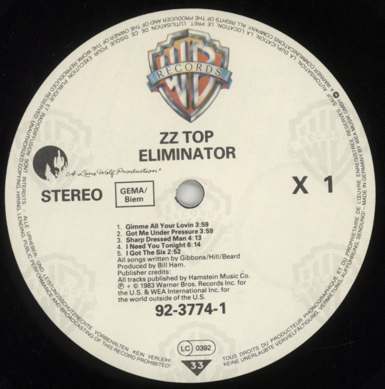 ZZ Top Eliminator + Merch Insert German Vinyl LP — RareVinyl.com