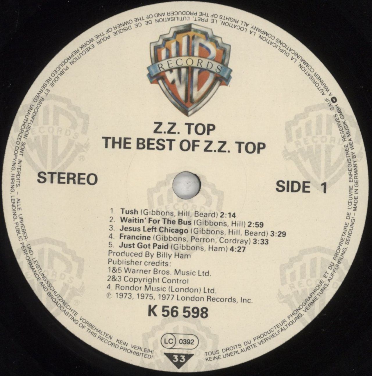 ZZ Top The Best Of ZZ Top German Vinyl LP — RareVinyl.com