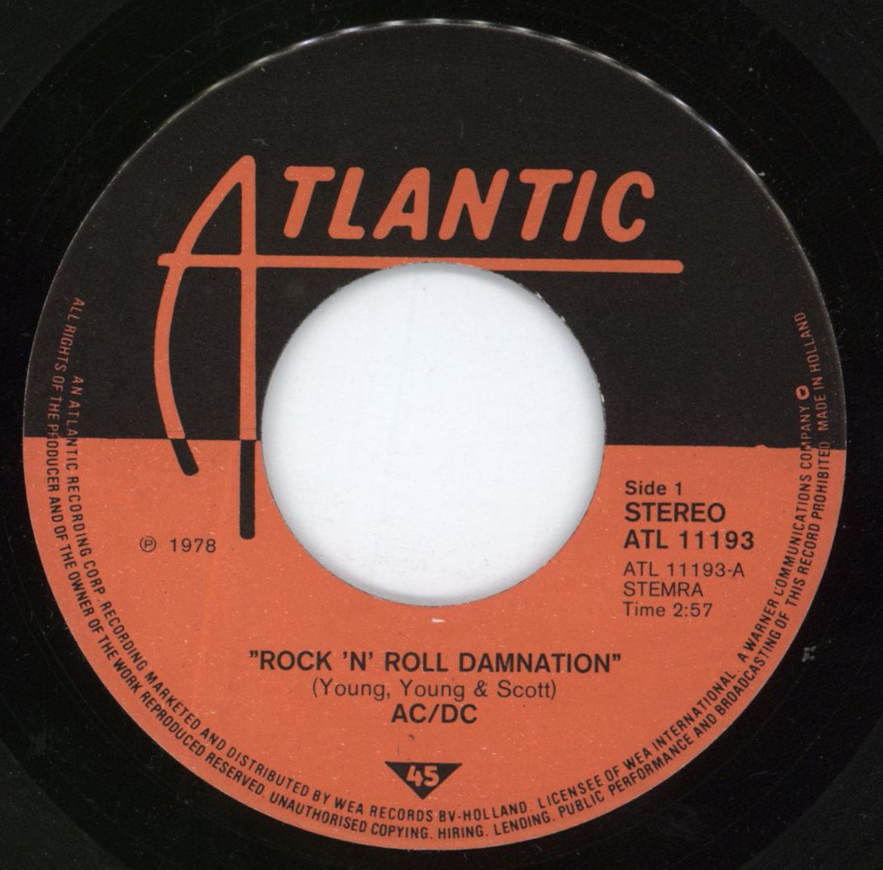 AC/DC Rock 'n Roll Damnation - 1st Dutch 7" vinyl — RareVinyl.com