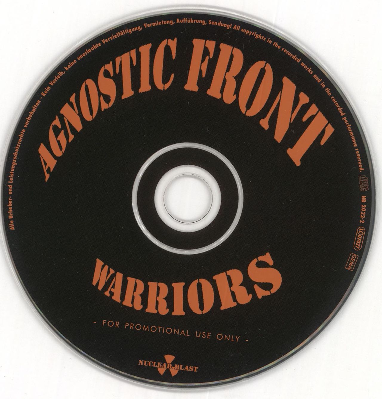 Agnostic Front Warriors German Promo CD album — RareVinyl.com