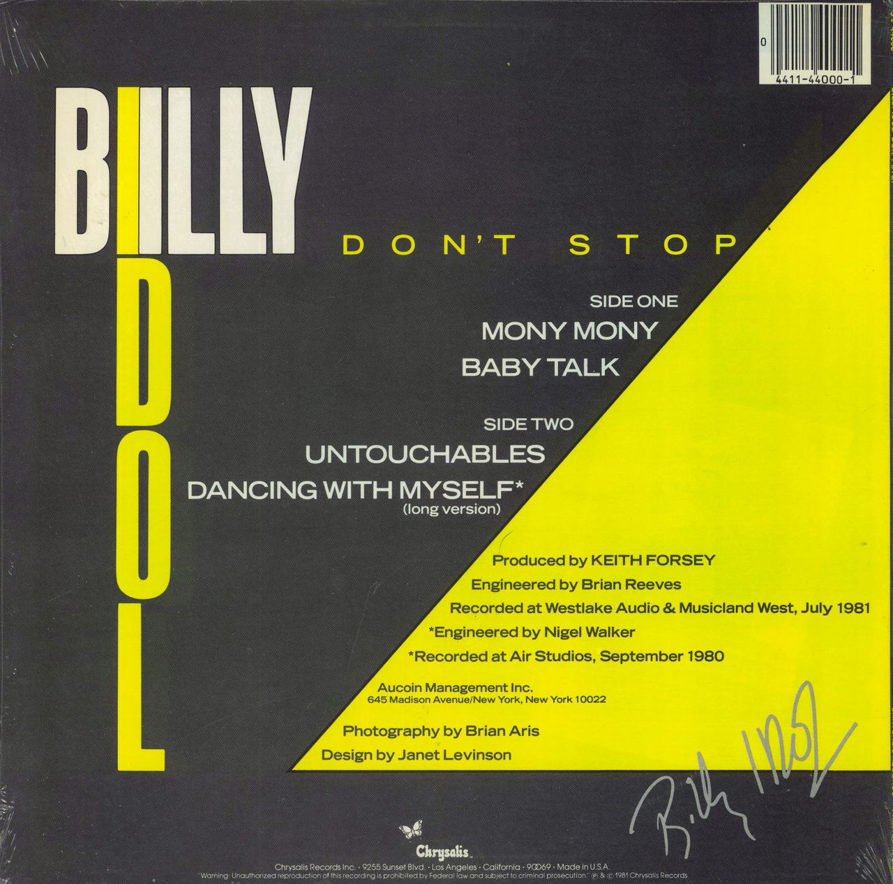 Billy Idol Don't Stop EP - Hype Sticker + Poster US 12" vinyl — RareVinyl.com