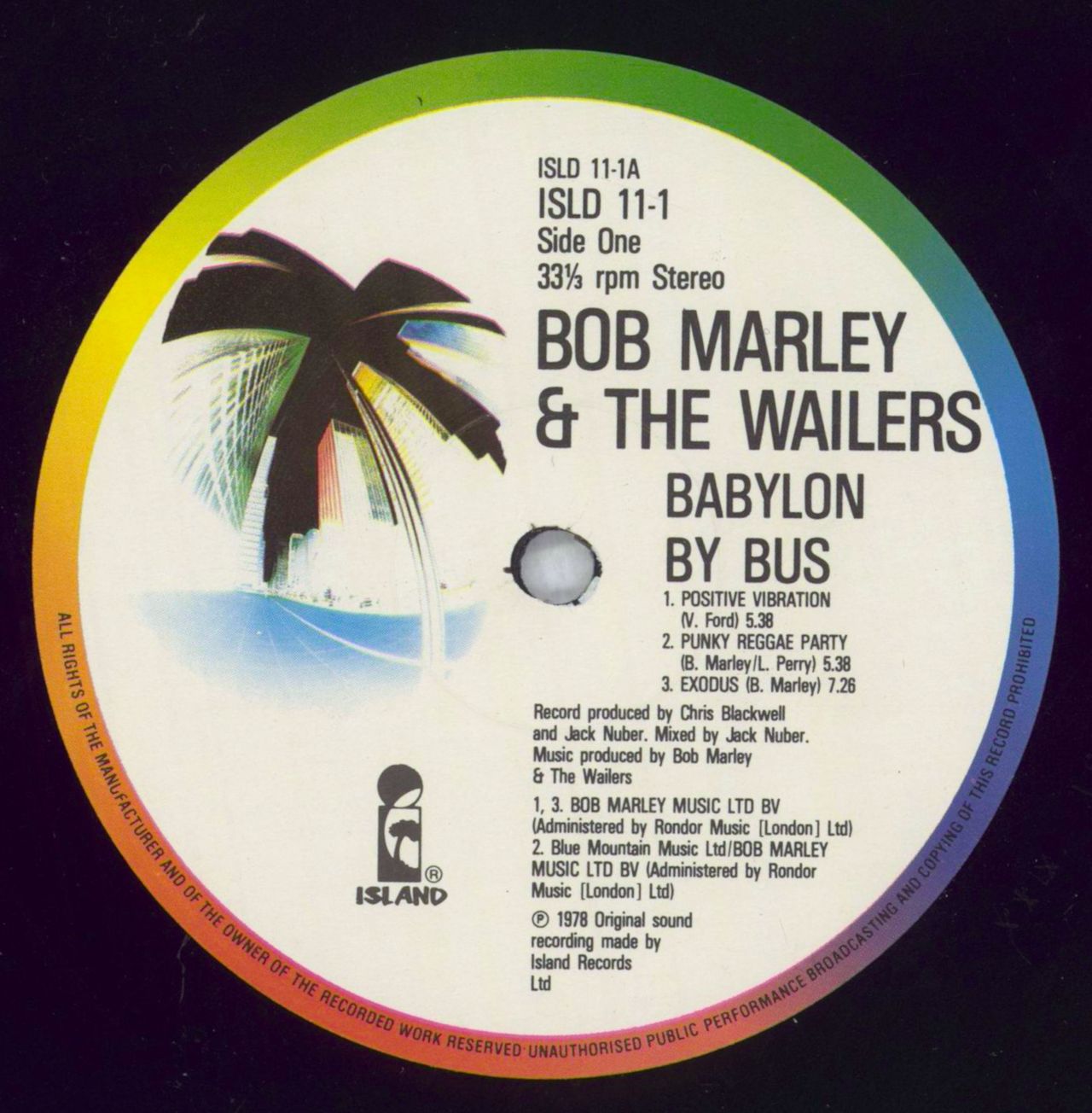 Bob Marley & The Wailers Babylon By Bus - Rainbow Rim Label - die-cut — RareVinyl.com