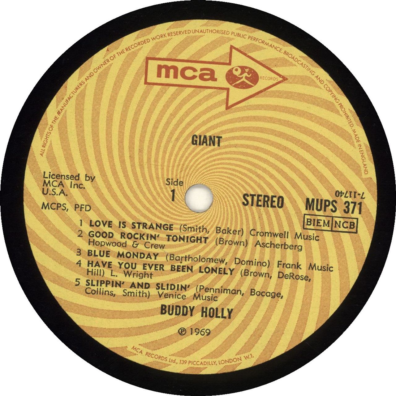 Buddy Holly Giant - Swirl Label UK Vinyl LP — RareVinyl.com