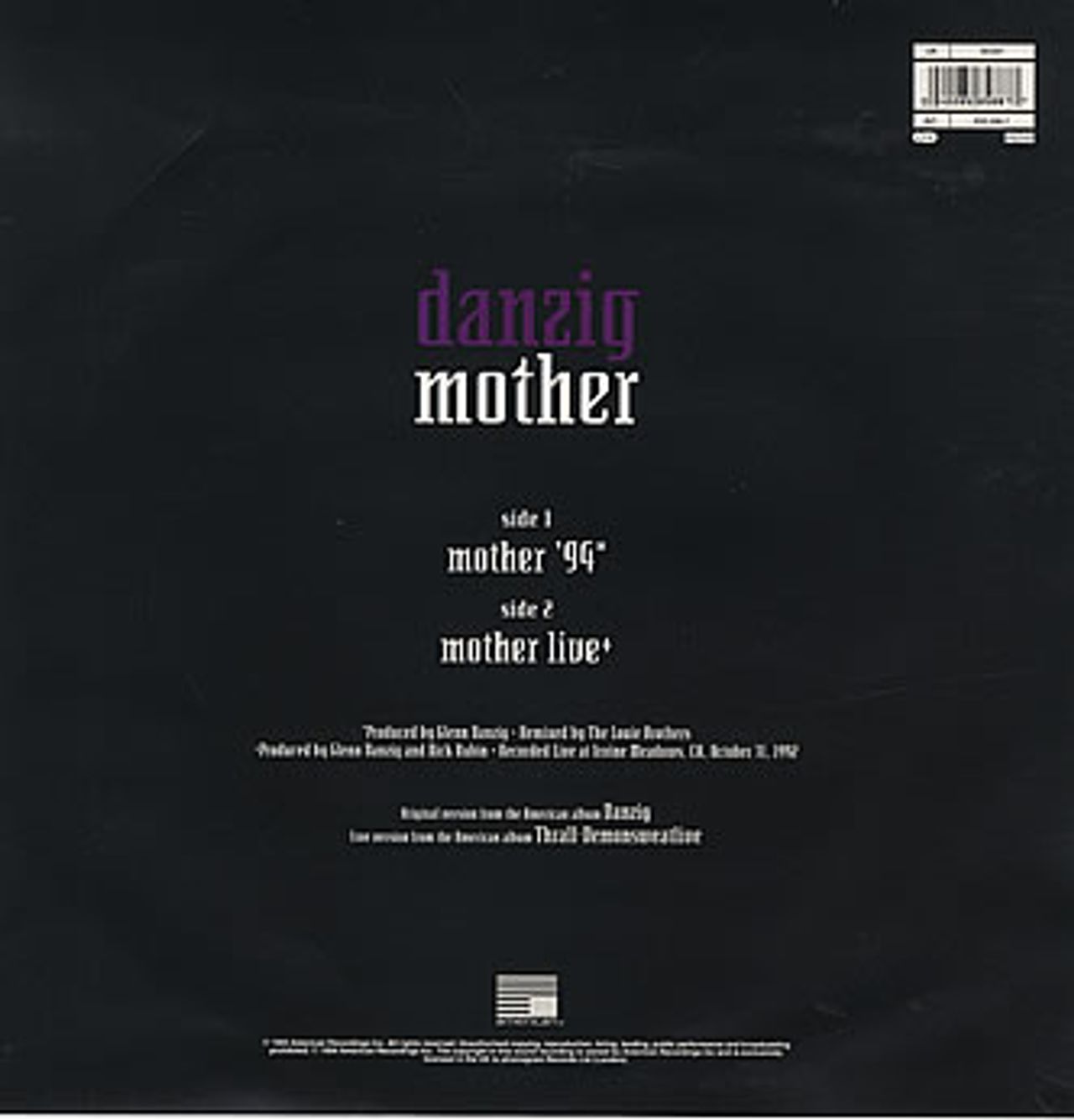 Danzig Mother '94 UK Shaped picture disc — RareVinyl.com