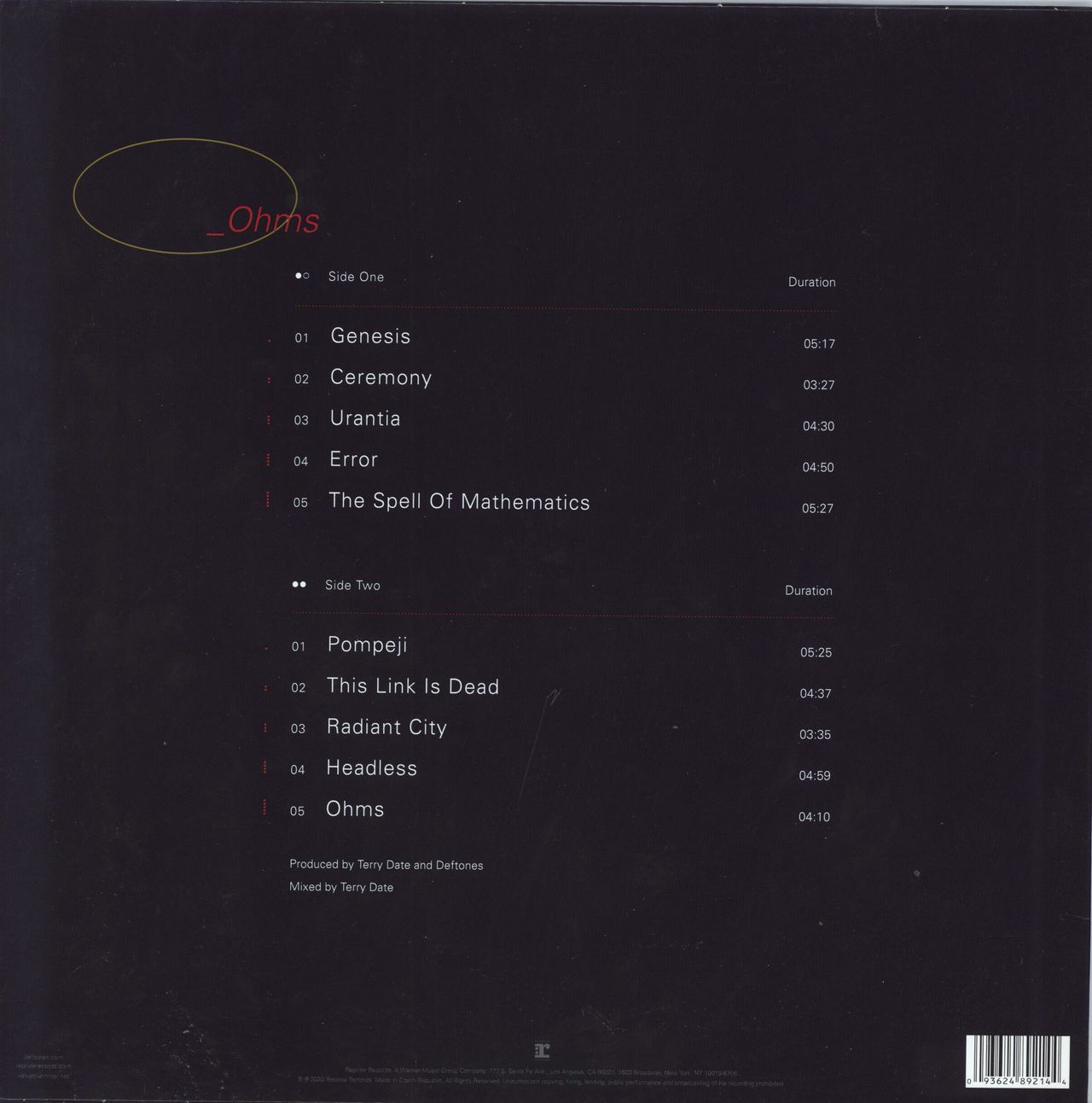 Deftones Ohms UK Vinyl LP — RareVinyl.com