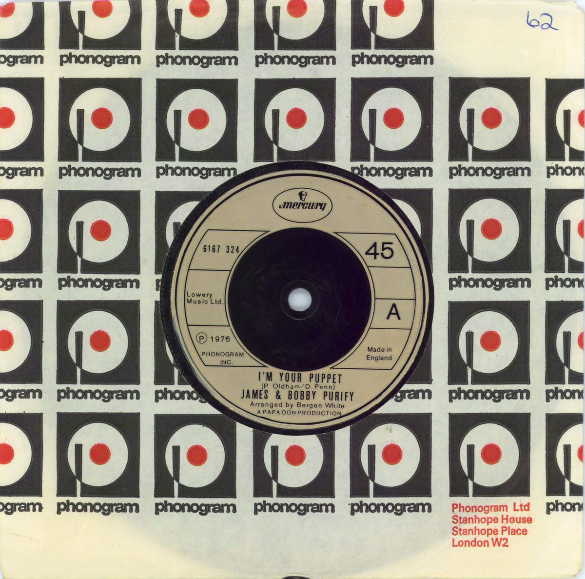 James And Bobby Purify I'm Your Puppet UK 7" vinyl — RareVinyl.com