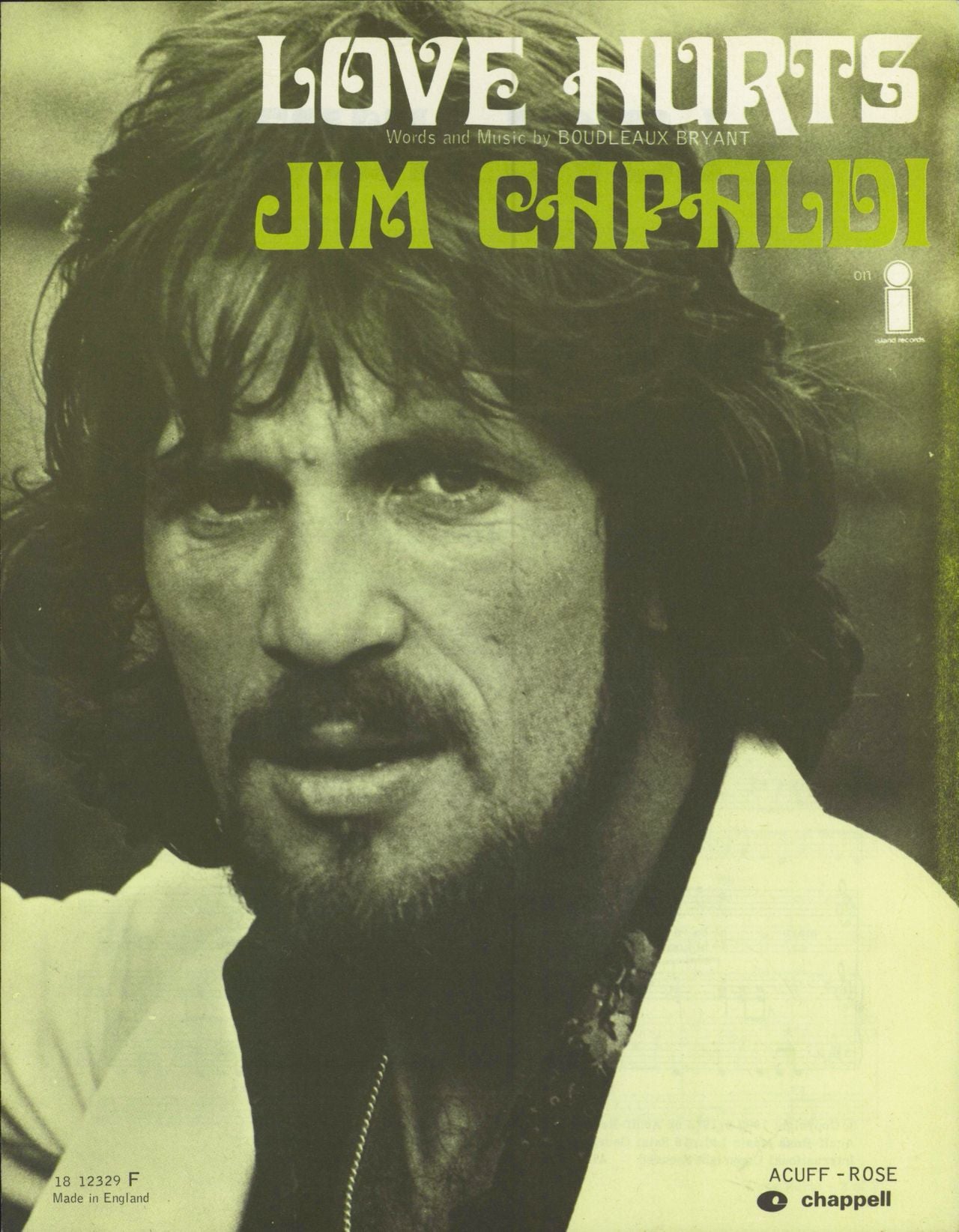 Jim Capaldi Love Hurts UK Sheet music — RareVinyl.com