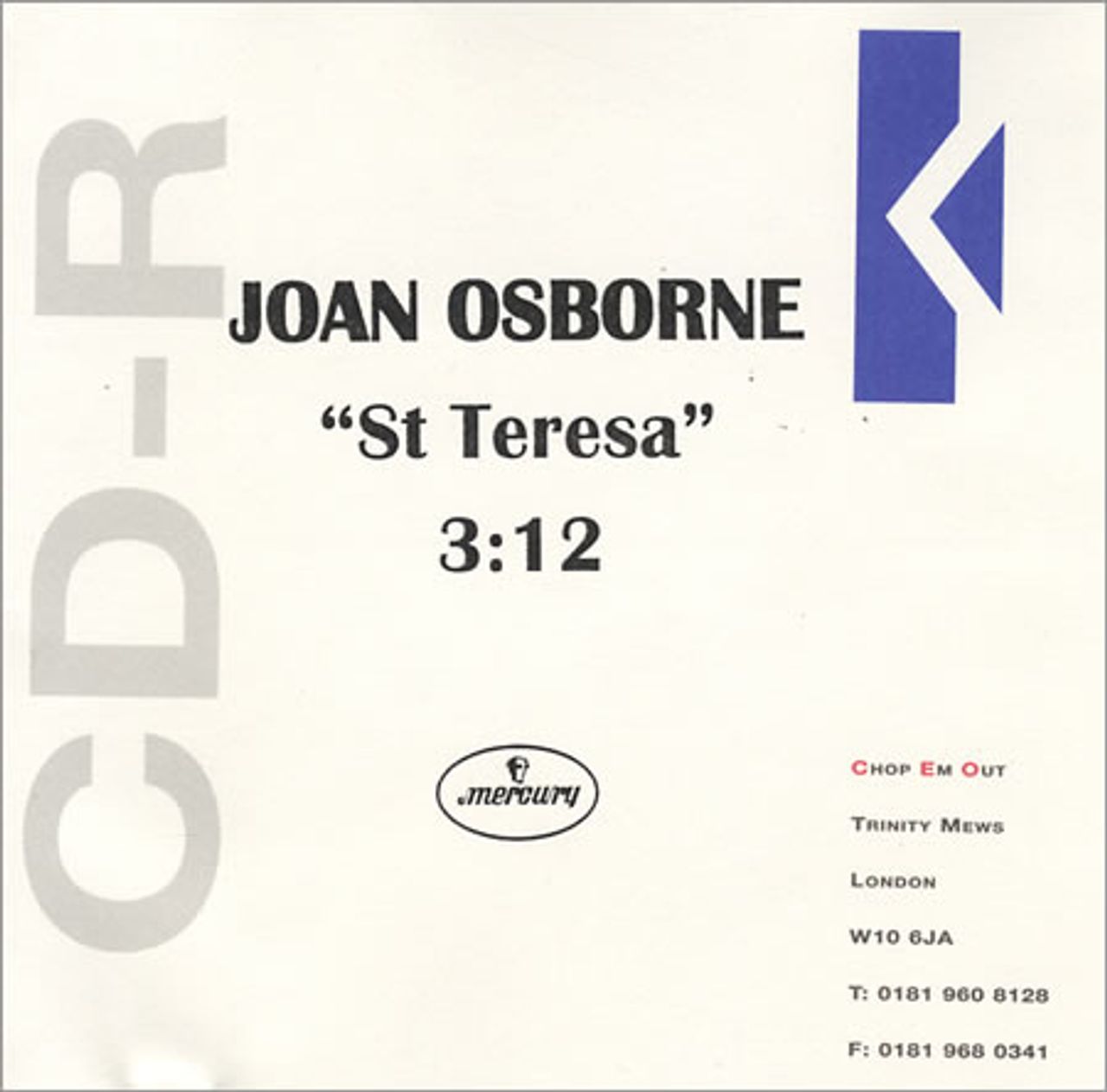 Joan Osborne St Teresa UK Promo CD-R acetate — RareVinyl.com