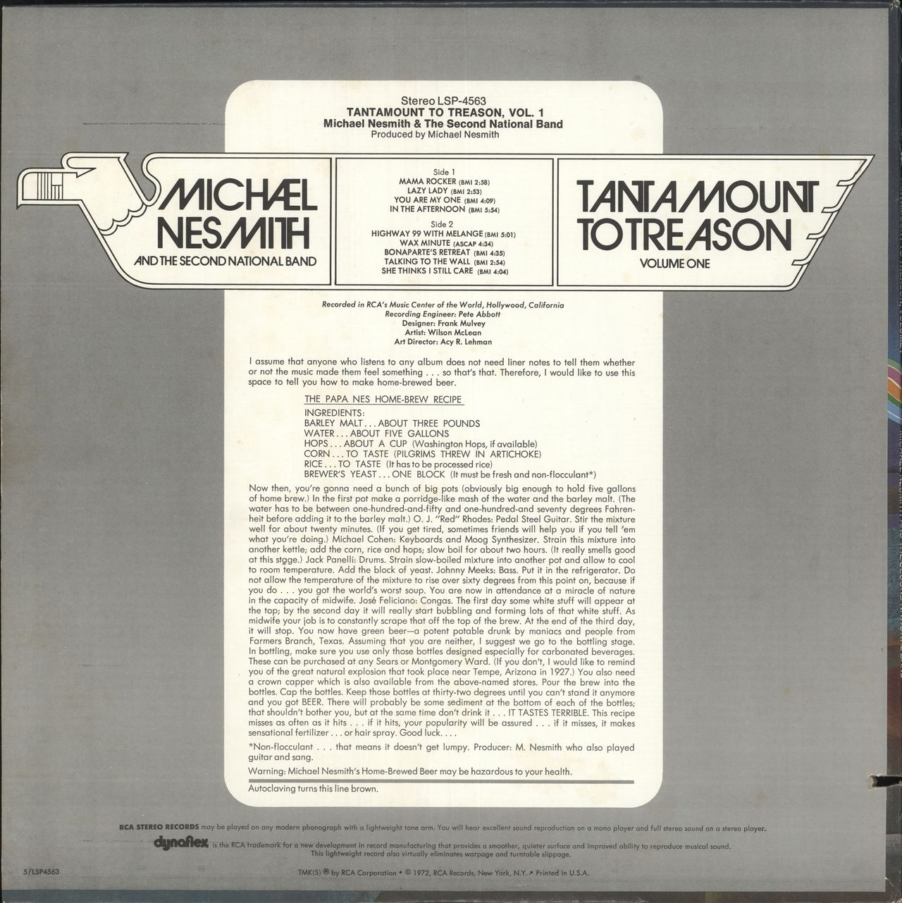 Michael Nesmith Tantamount To Treason Volume One US Vinyl LP ...