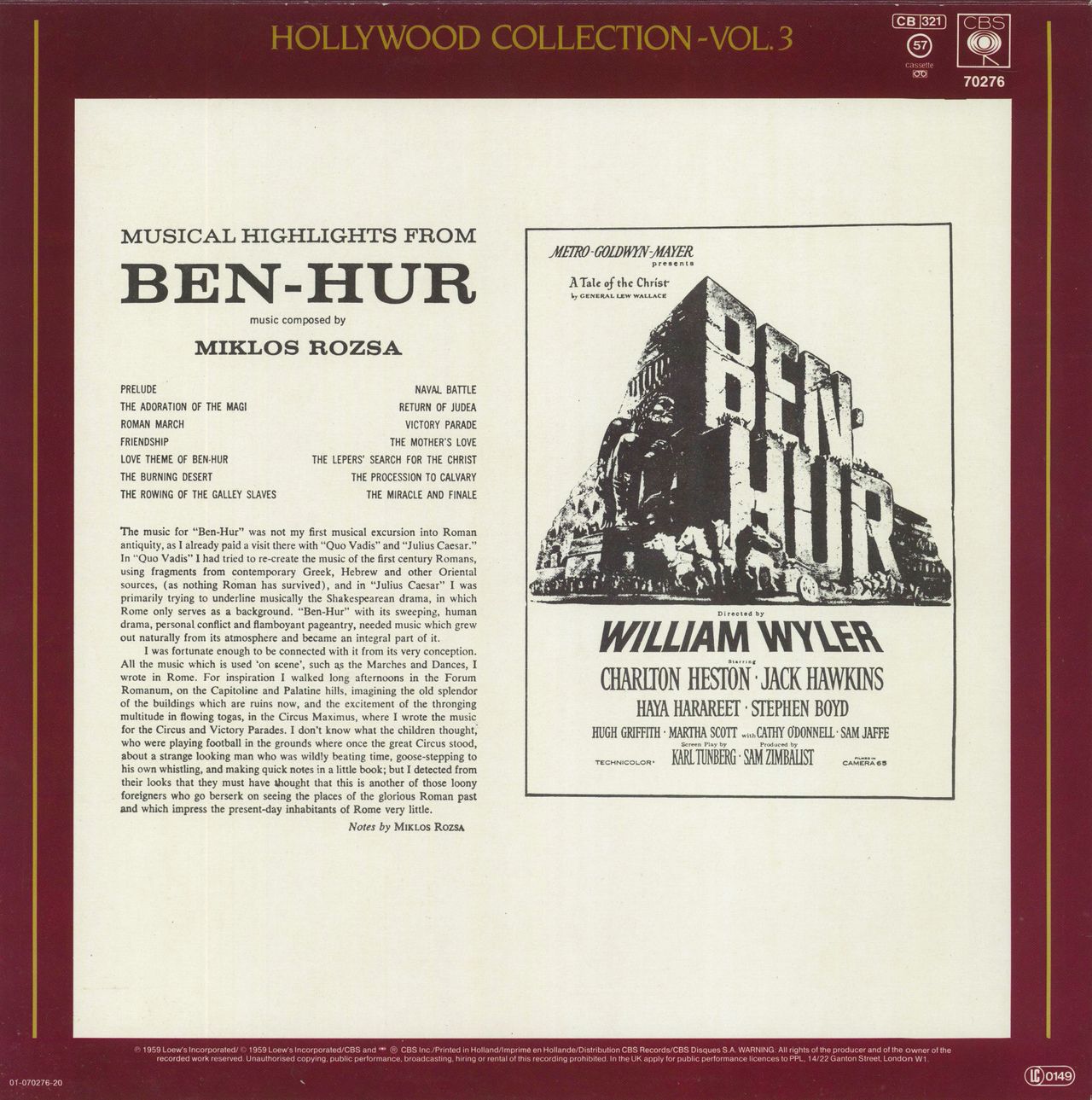 Miklos Rozsa Ben-Hur UK Vinyl LP — RareVinyl.com