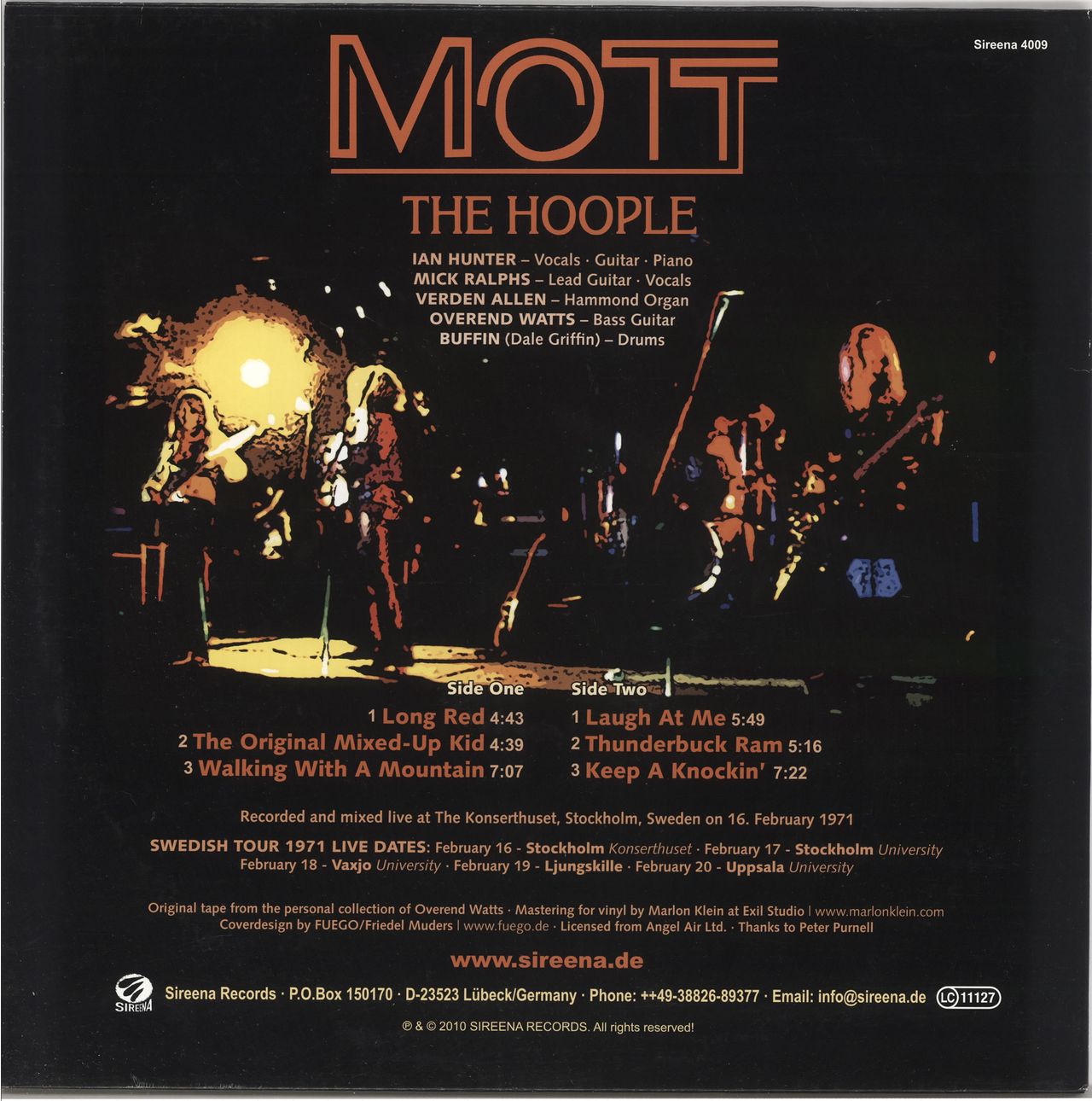 Mott The Hoople Live In Sweden 1971 German Vinyl LP — RareVinyl.com