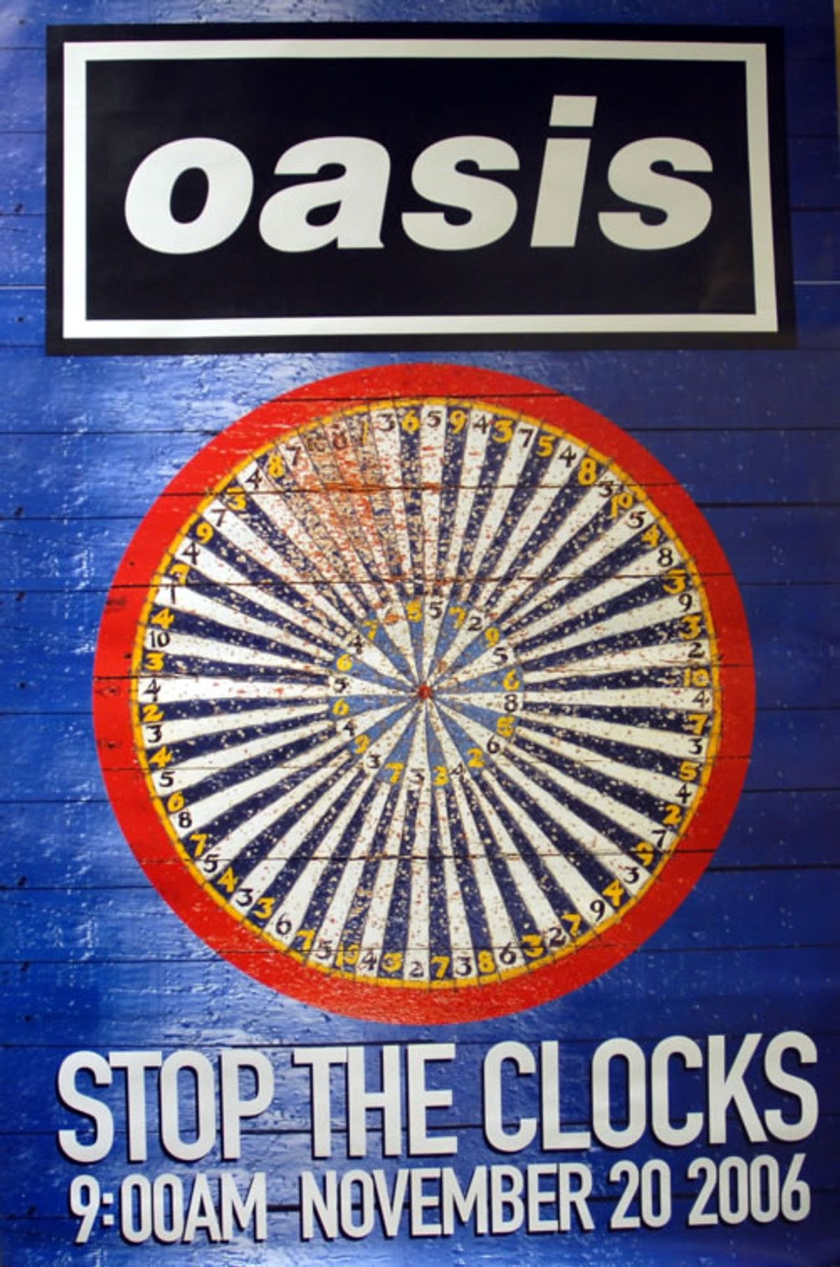 Oasis Stop The Clocks - Dartboard UK Promo Poster — RareVinyl.com