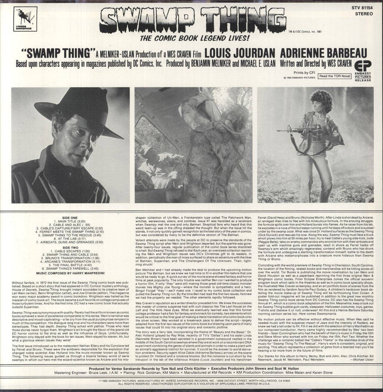 Original Soundtrack Swamp Thing US Vinyl LP — RareVinyl.com